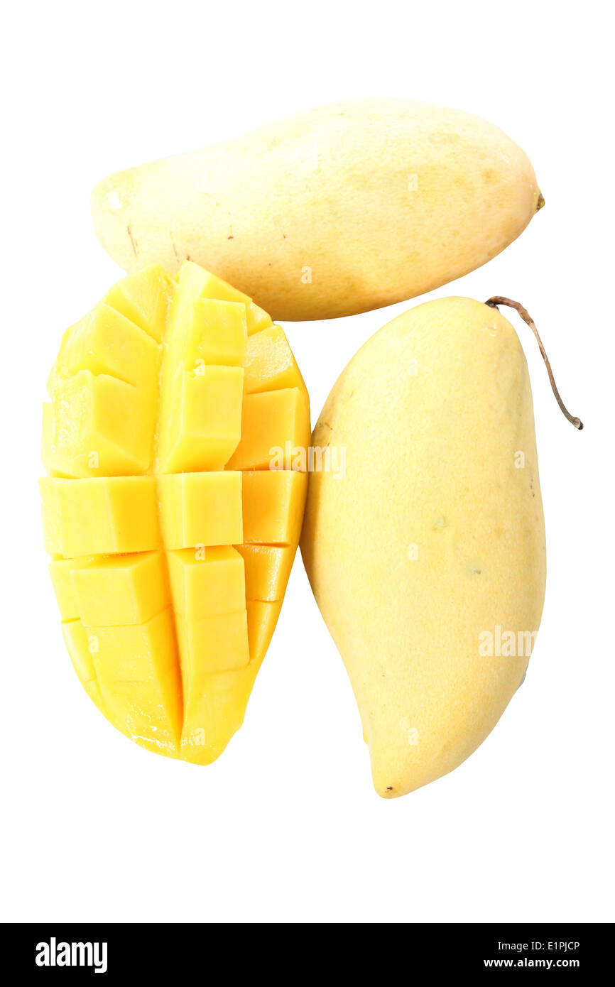 Fresh ripe mango to slice of isolated on white background Stock Photo ...