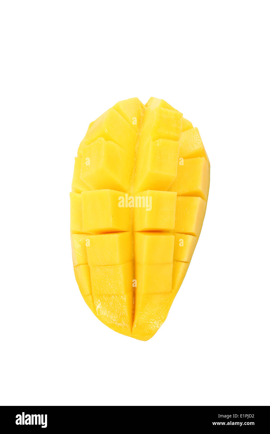 Fresh ripe mango to slice of isolated on white background Stock Photo ...