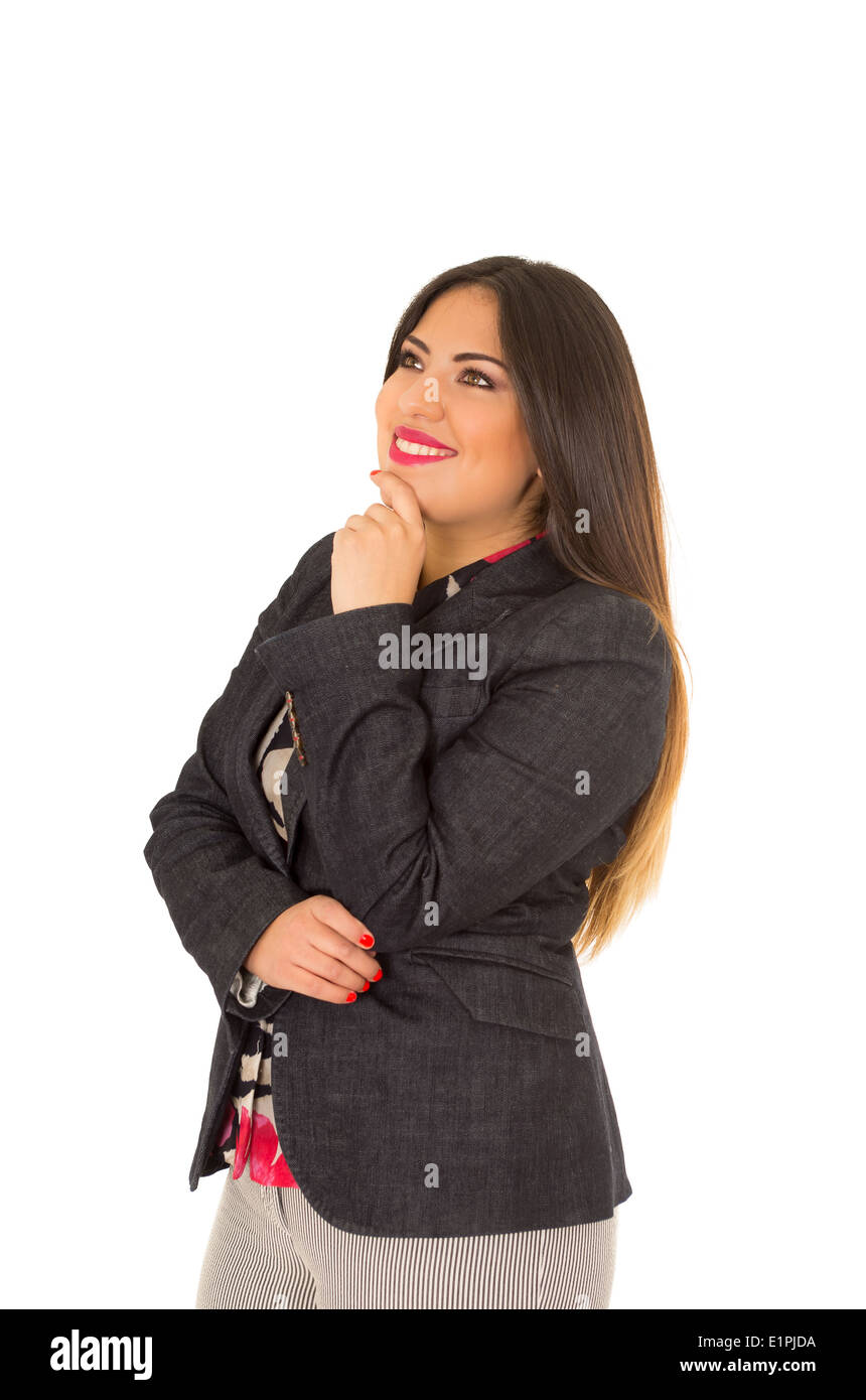 thinking hispanic woman Stock Photo - Alamy