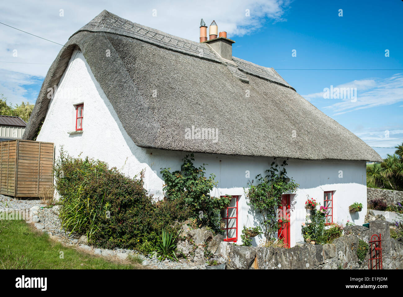 Thatched roof house, Waterford County, ireland Stock Photo - Alamy
