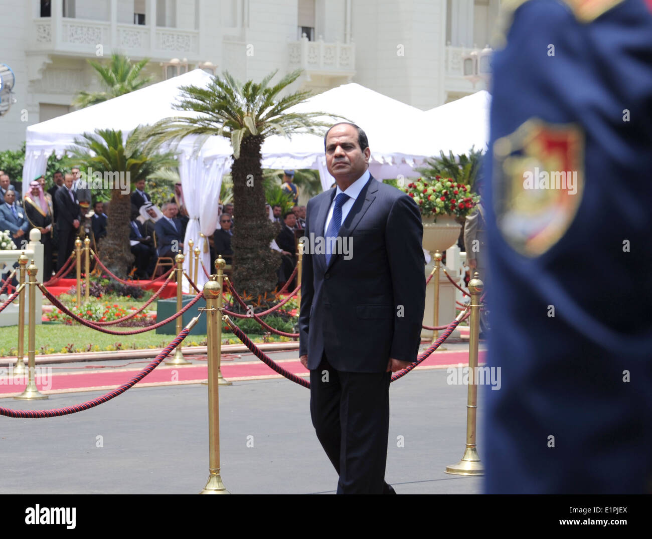 Egypt's new president Abdel Fatah El Sissy reviews the Honor Guards ...
