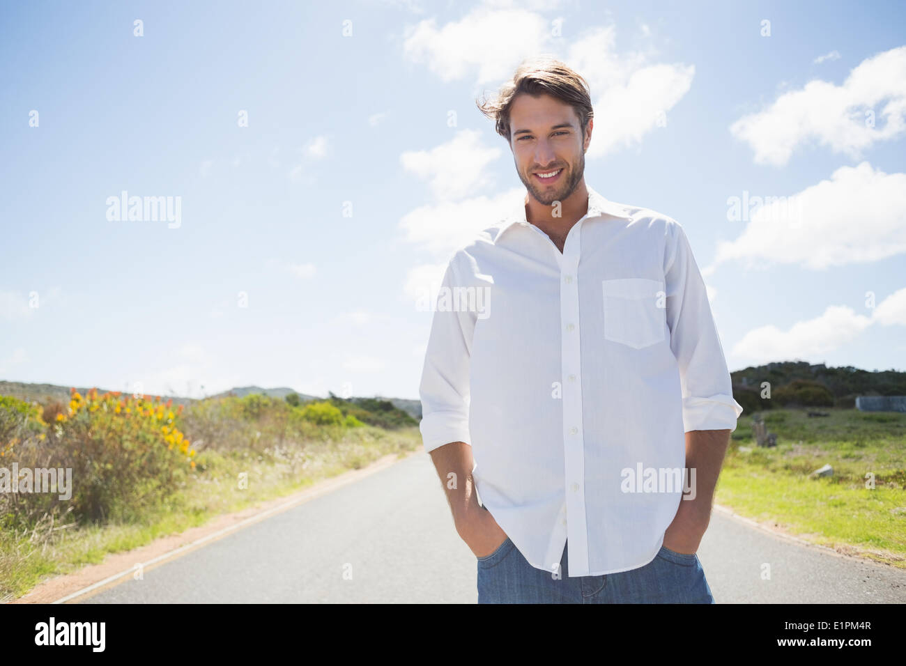 Man standing on the road hi-res stock photography and images - Alamy