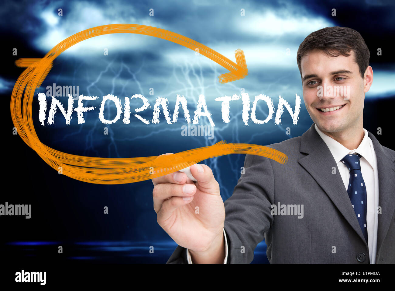 Businessman writing the word information Stock Photo - Alamy