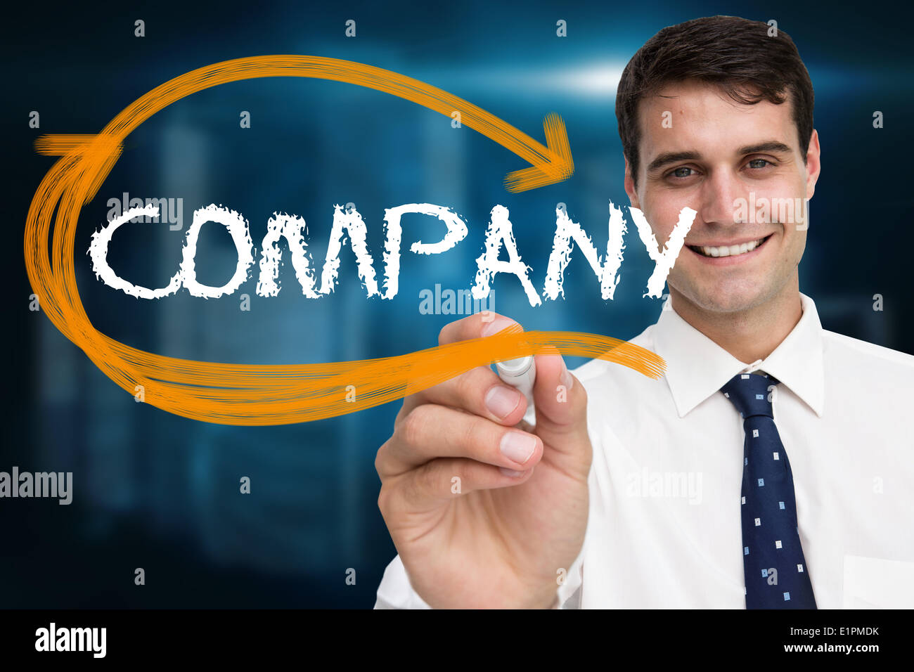Businessman writing the word company Stock Photo - Alamy