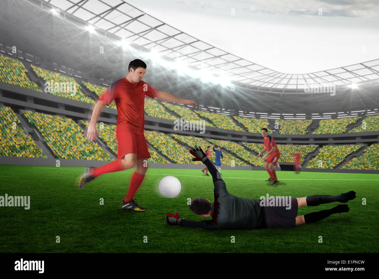 Composite image of football match in progress Stock Photo - Alamy