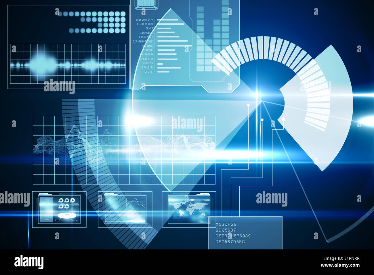 Blue technology interface with dial Stock Photo - Alamy