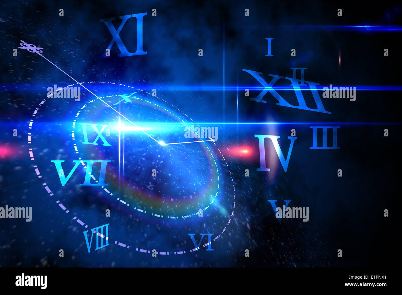 Blue glowing technology design with clock Stock Photo - Alamy