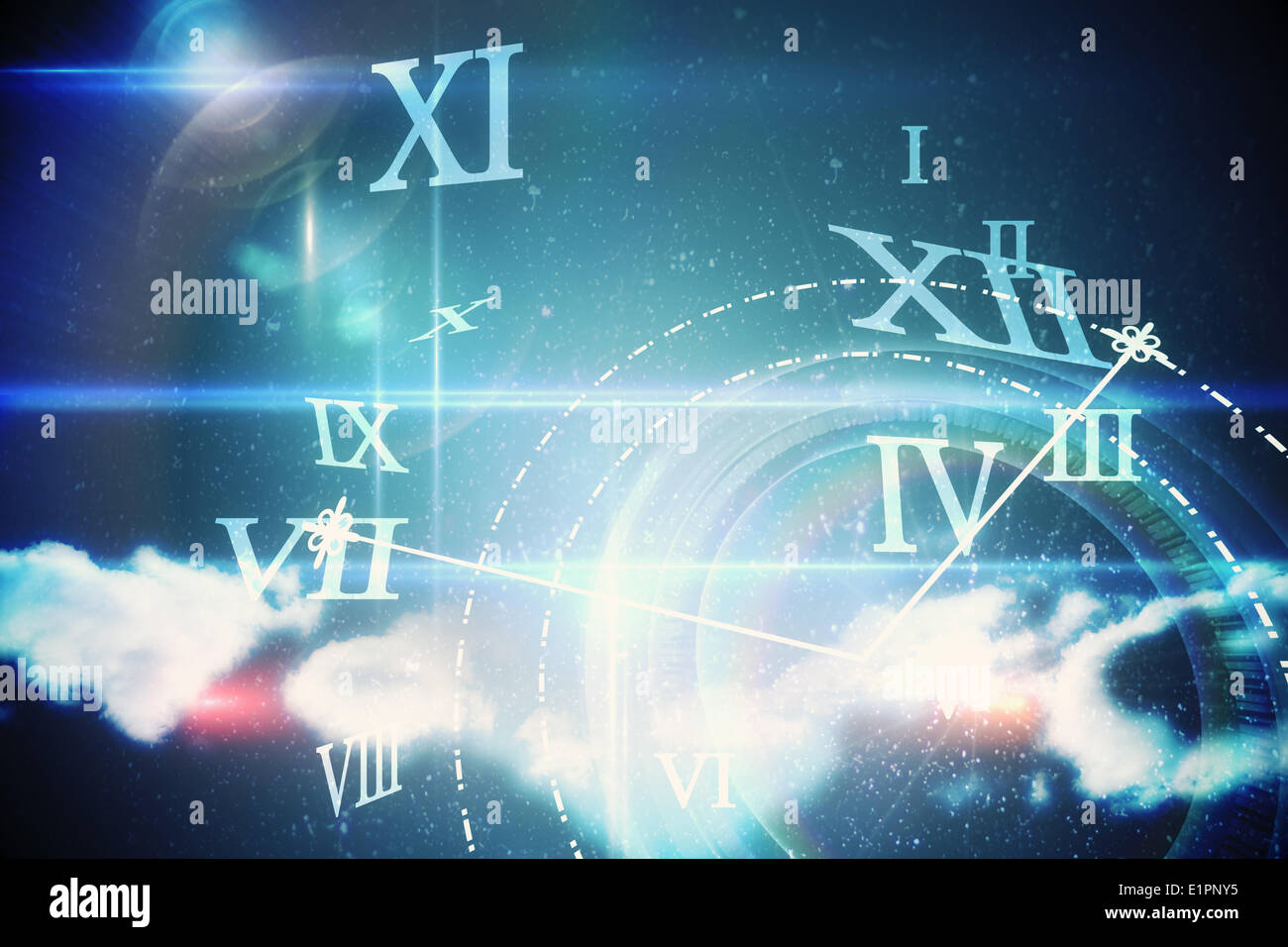 Blue glowing technology design with clock Stock Photo - Alamy