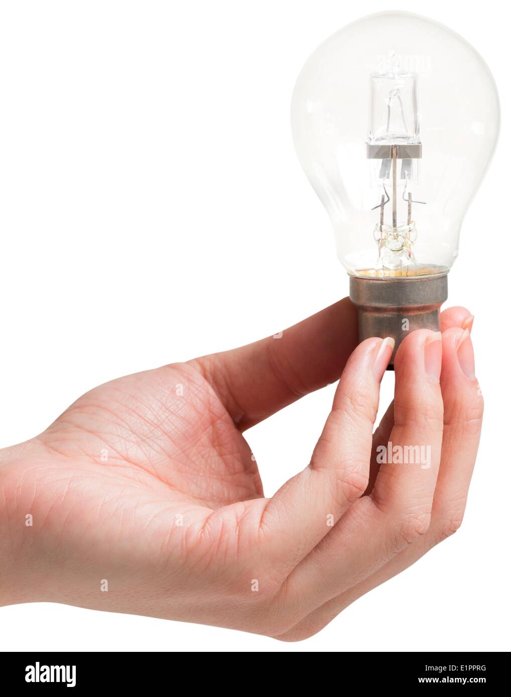 Hand holding bulb light Cut Out Stock Images & Pictures - Alamy