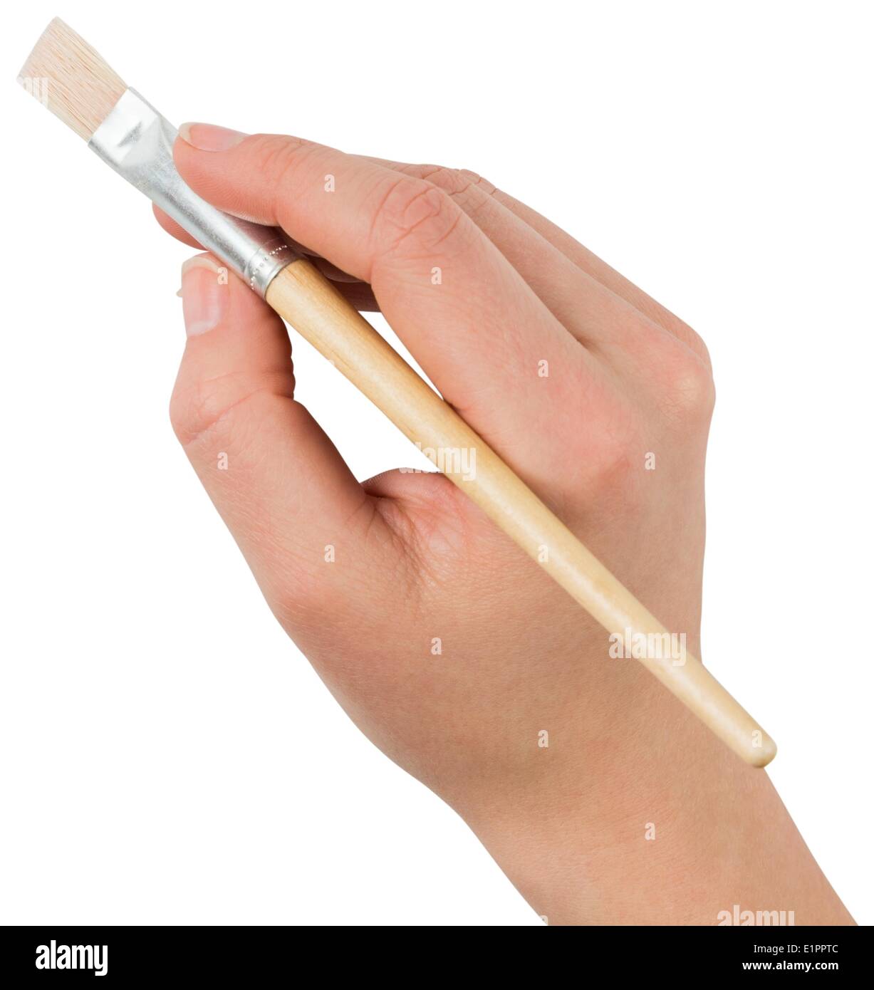 Hand holding paintbrush Stock Photo - Alamy