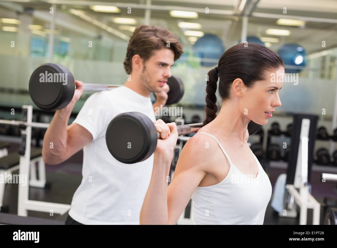 Gym workout barbell lunge hi-res stock photography and images - Alamy