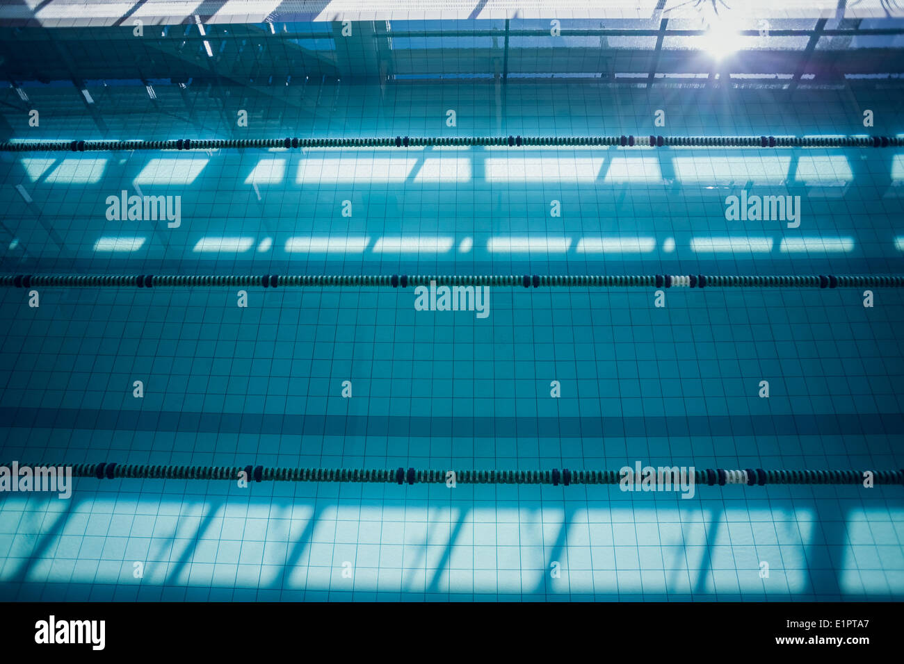 Large swimming pool with sunlight streaming in Stock Photo - Alamy