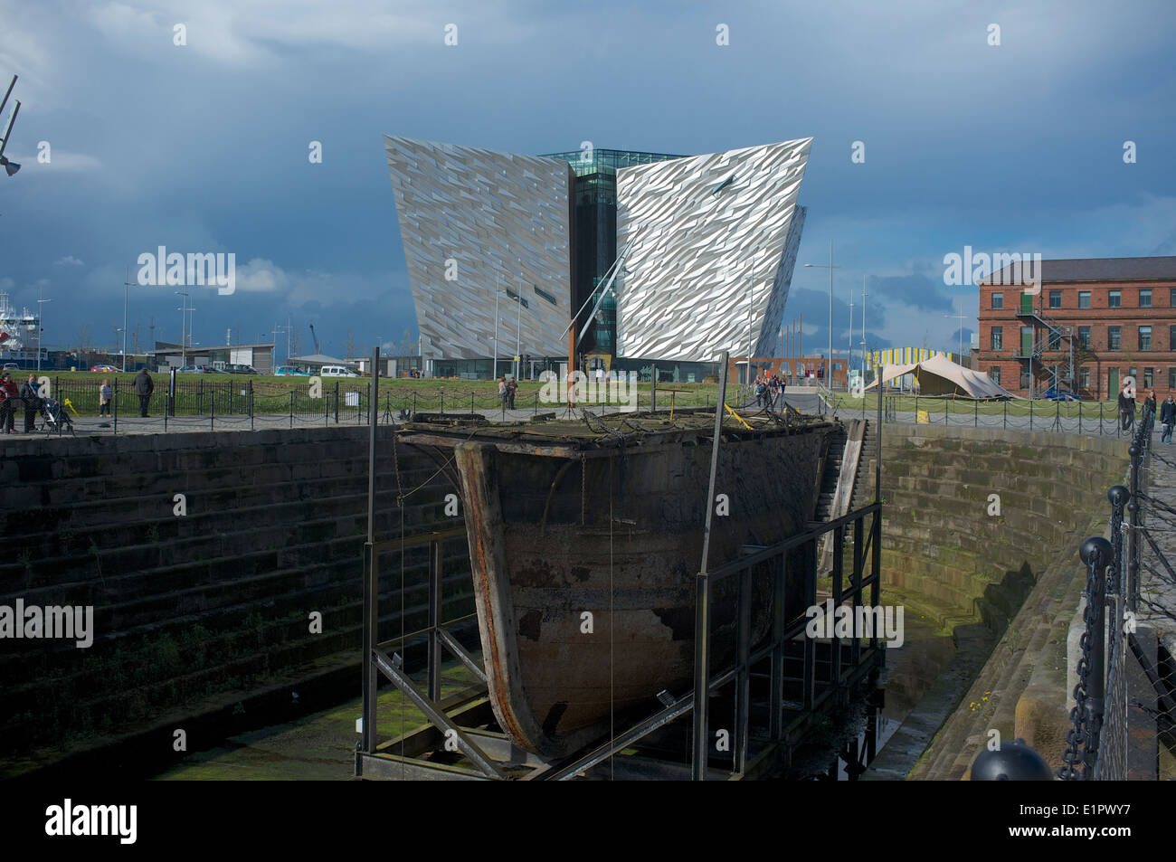 Titanic centre in Belfast with a hull in the foreground, Northern ...