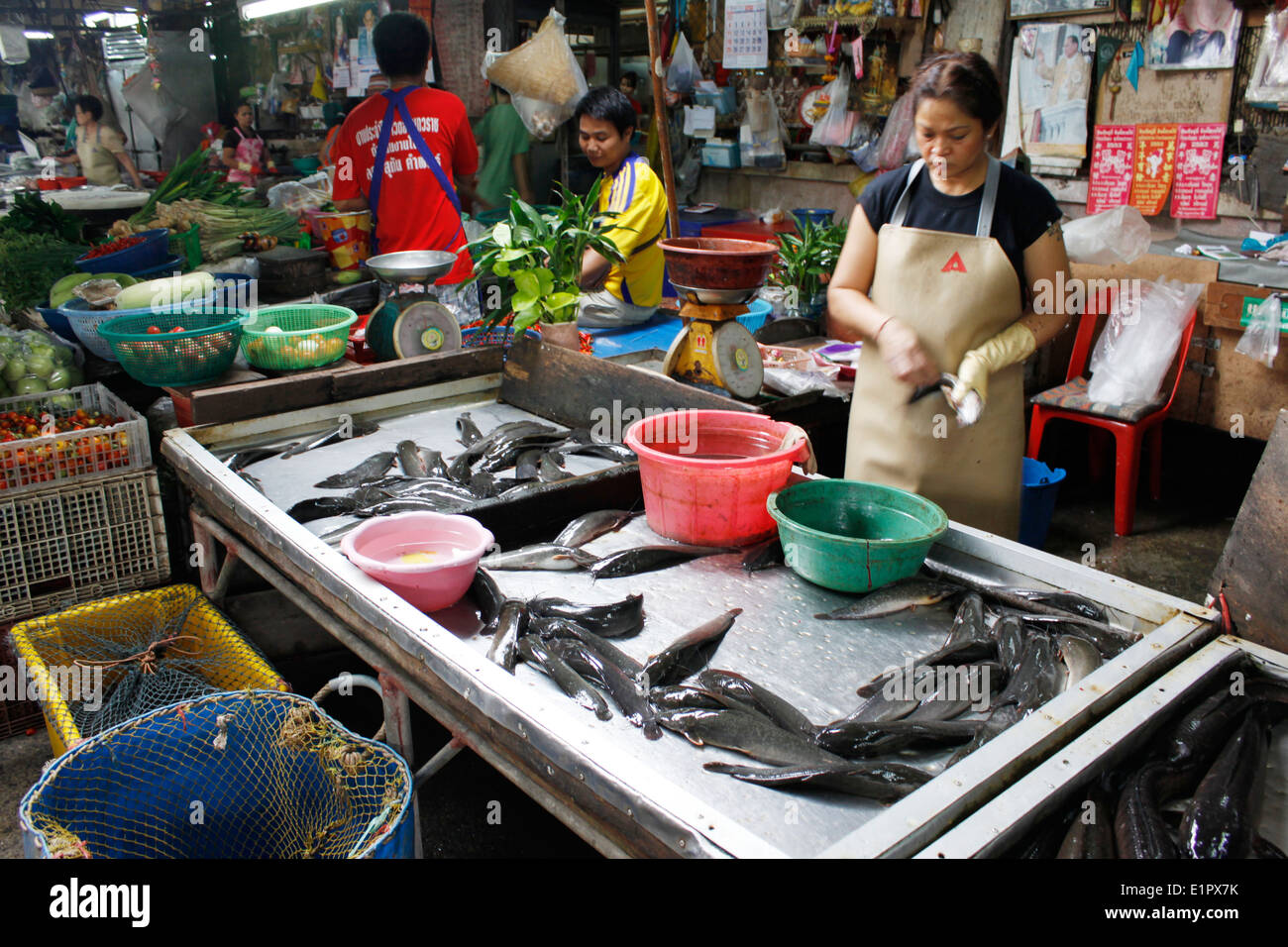 Food and fish market, city of Bangkok, Thailand, Asia Stock Photo - Alamy
