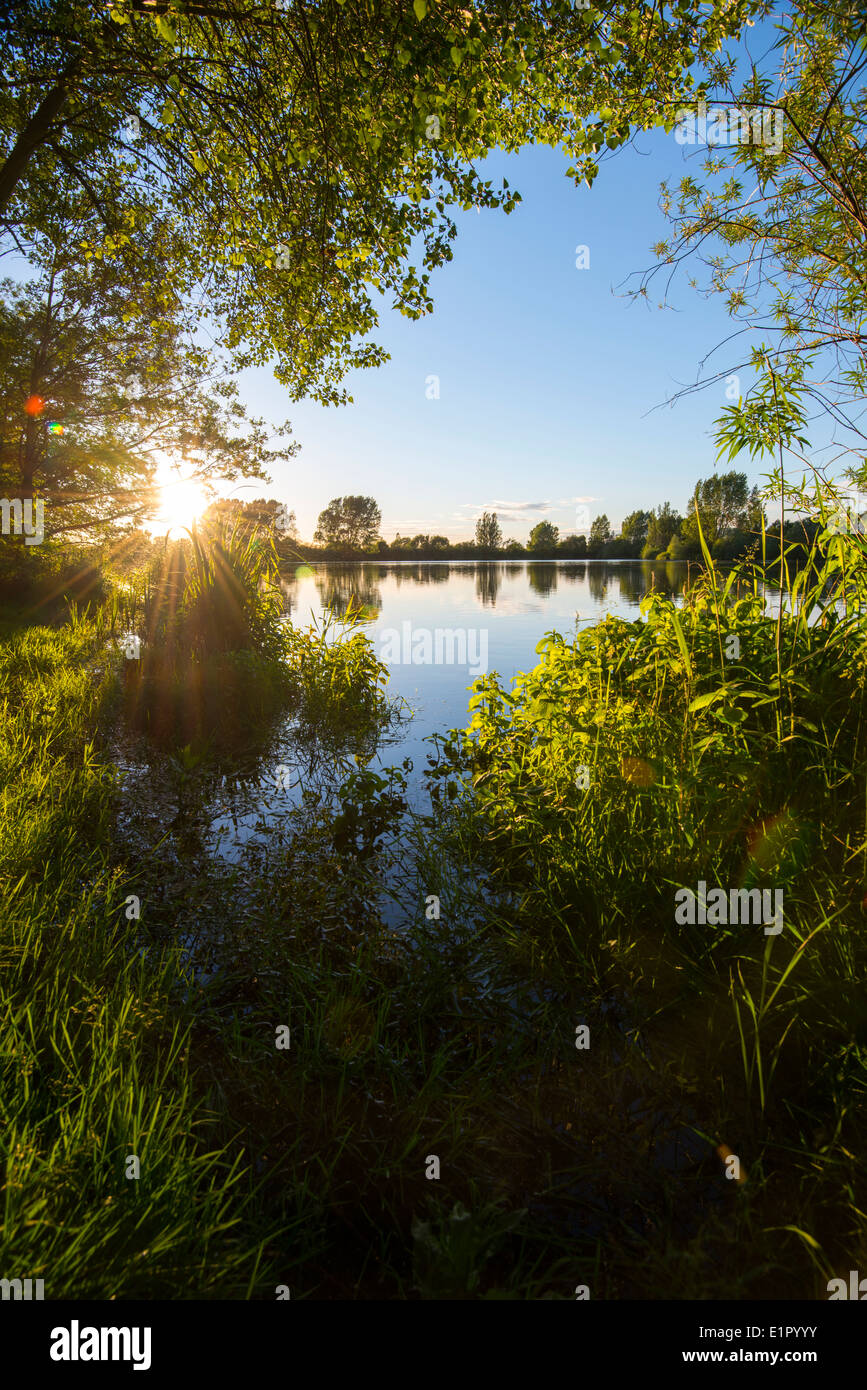 Dusk at St Chad's Water, in Church Wilne near Draycott in Derbyshire ...