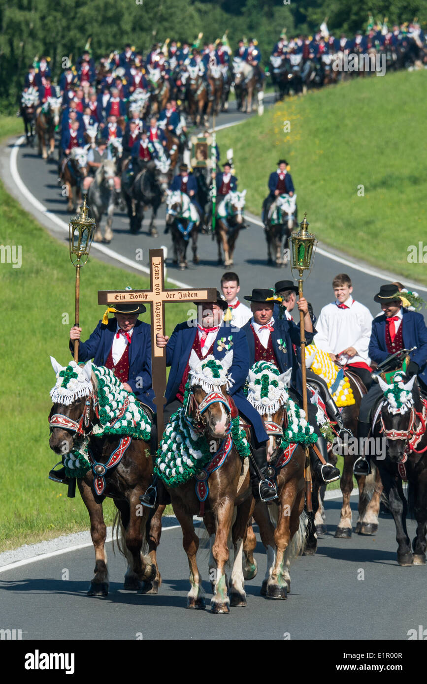 Bad Koetzting, Germany. 09th June, 2014. A group of riders and their ...