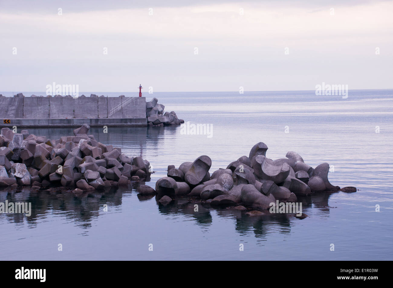 concrete pier and breakwater structures on the Japanese seaside Stock ...