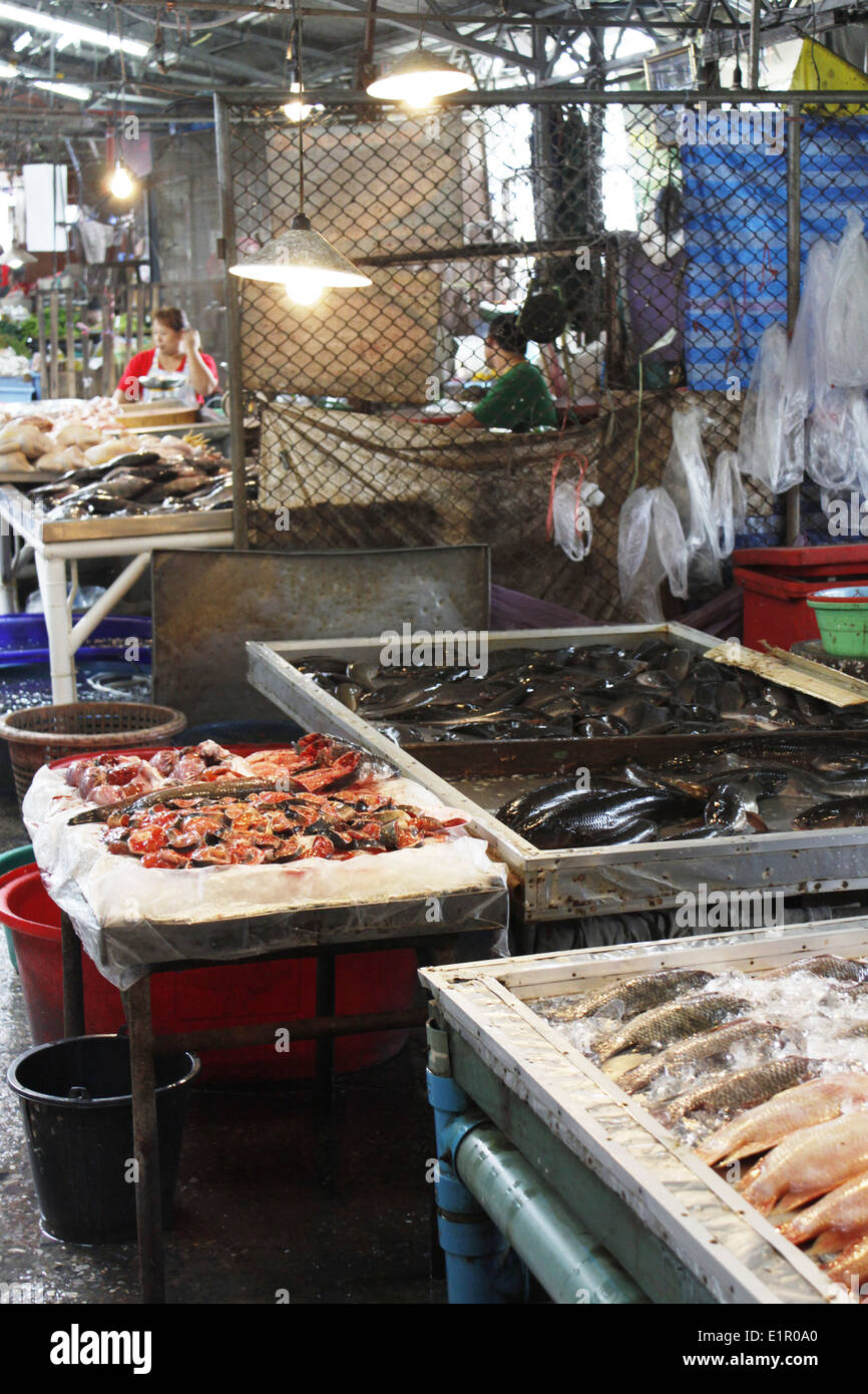Food and fish market, city of Bangkok, Thailand, Asia Stock Photo - Alamy