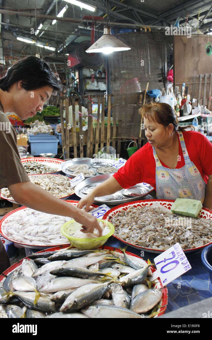Food and fish market, city of Bangkok, Thailand, Asia Stock Photo - Alamy