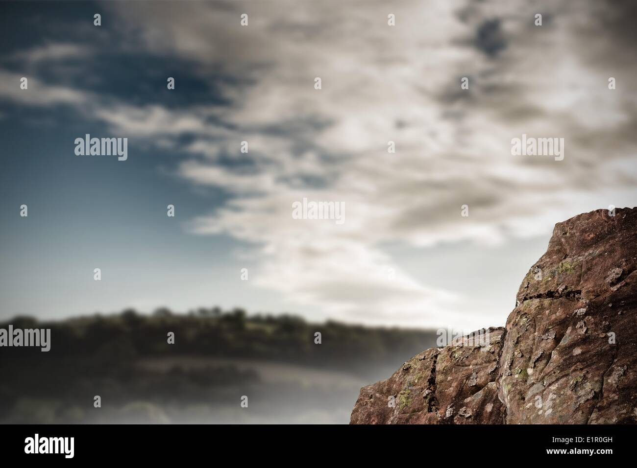 Large rock overlooking vast forest Stock Photo - Alamy