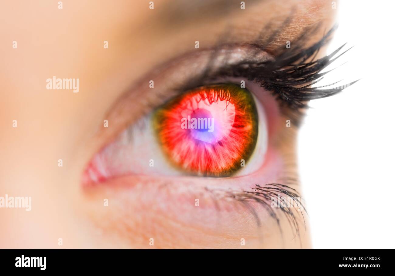 Red glowing eye looking ahead Stock Photo - Alamy