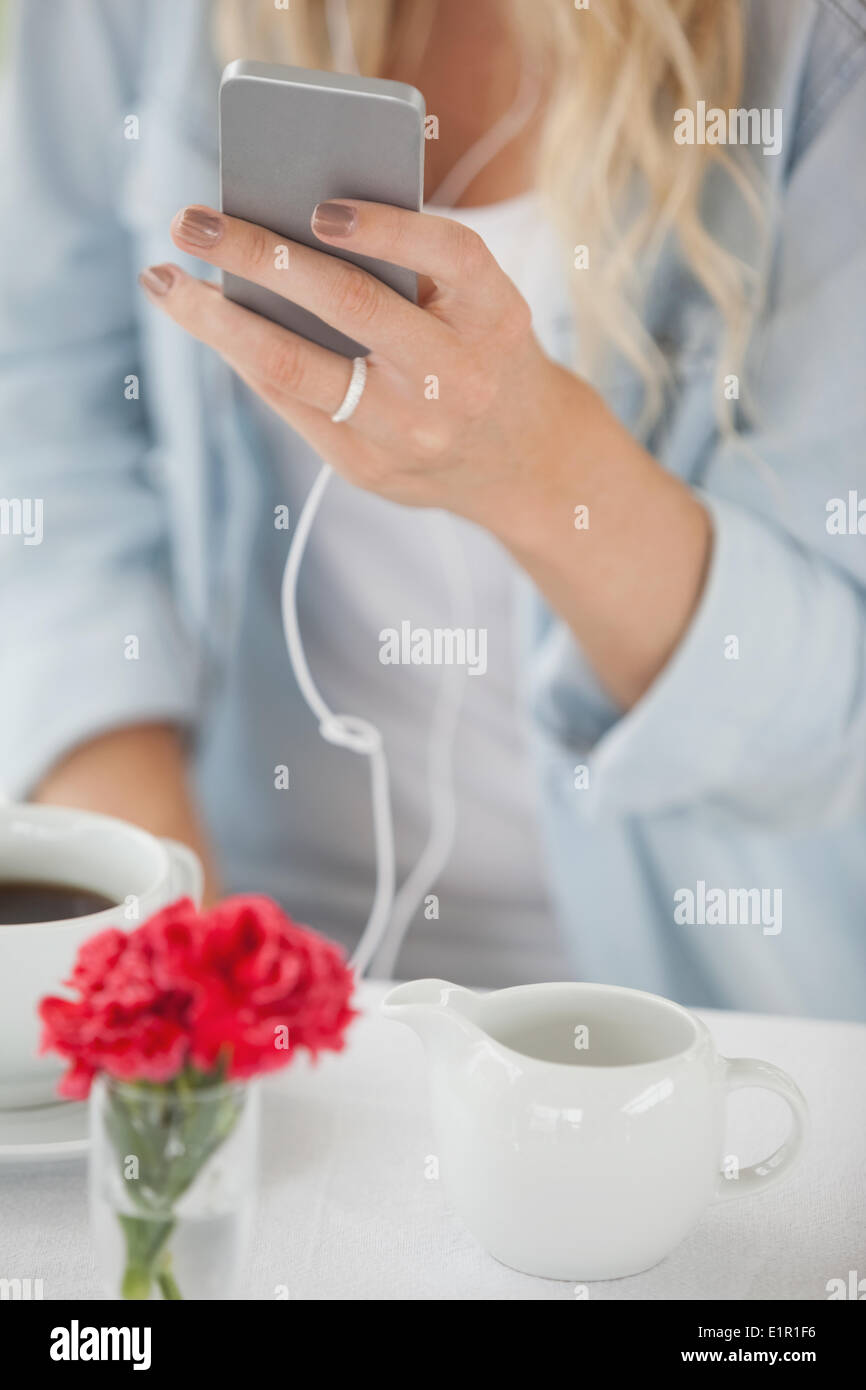 Beautiful blonde woman typing message hi-res stock photography and ...
