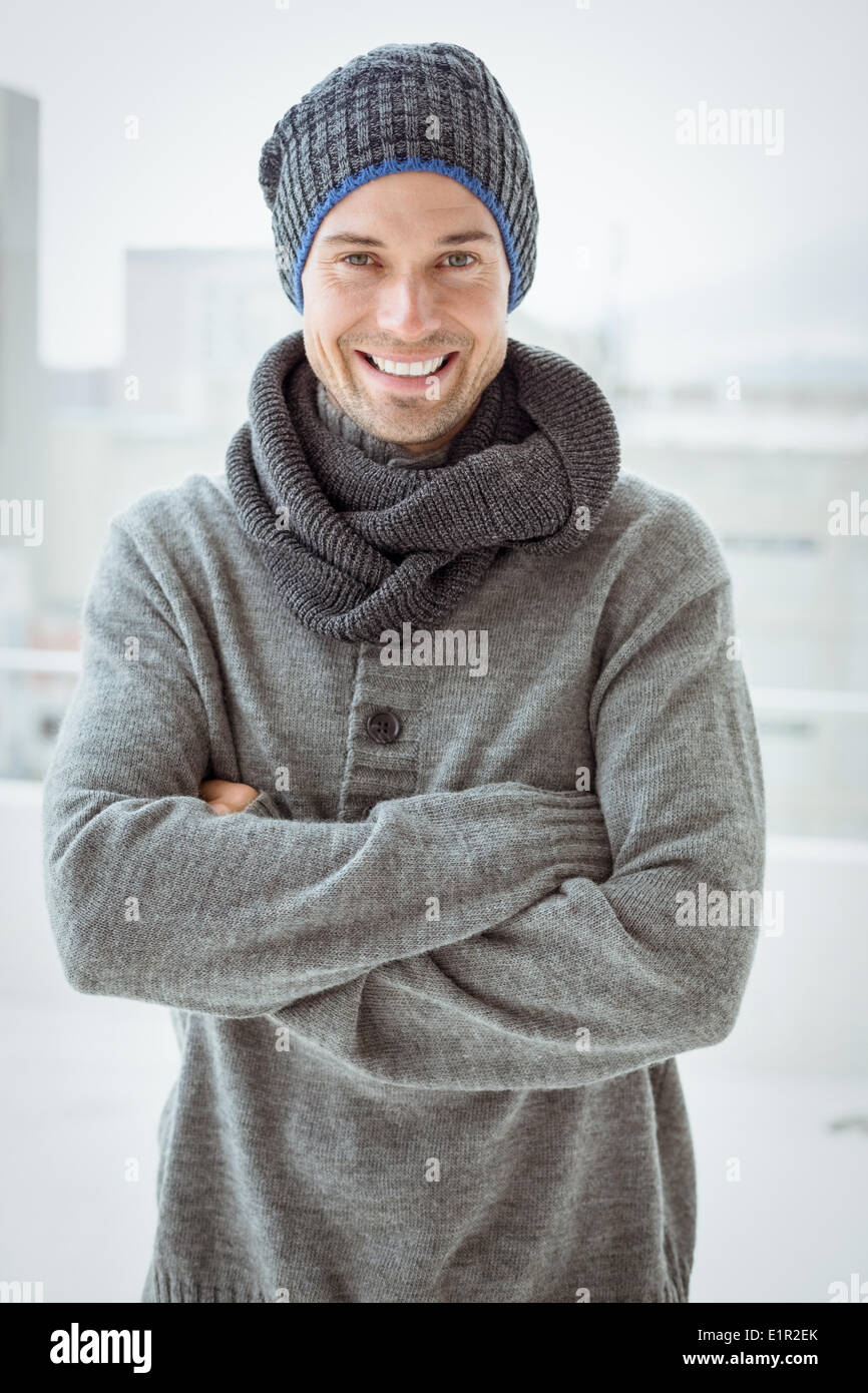 Handsome man in warm clothing smiling at camera Stock Photo - Alamy