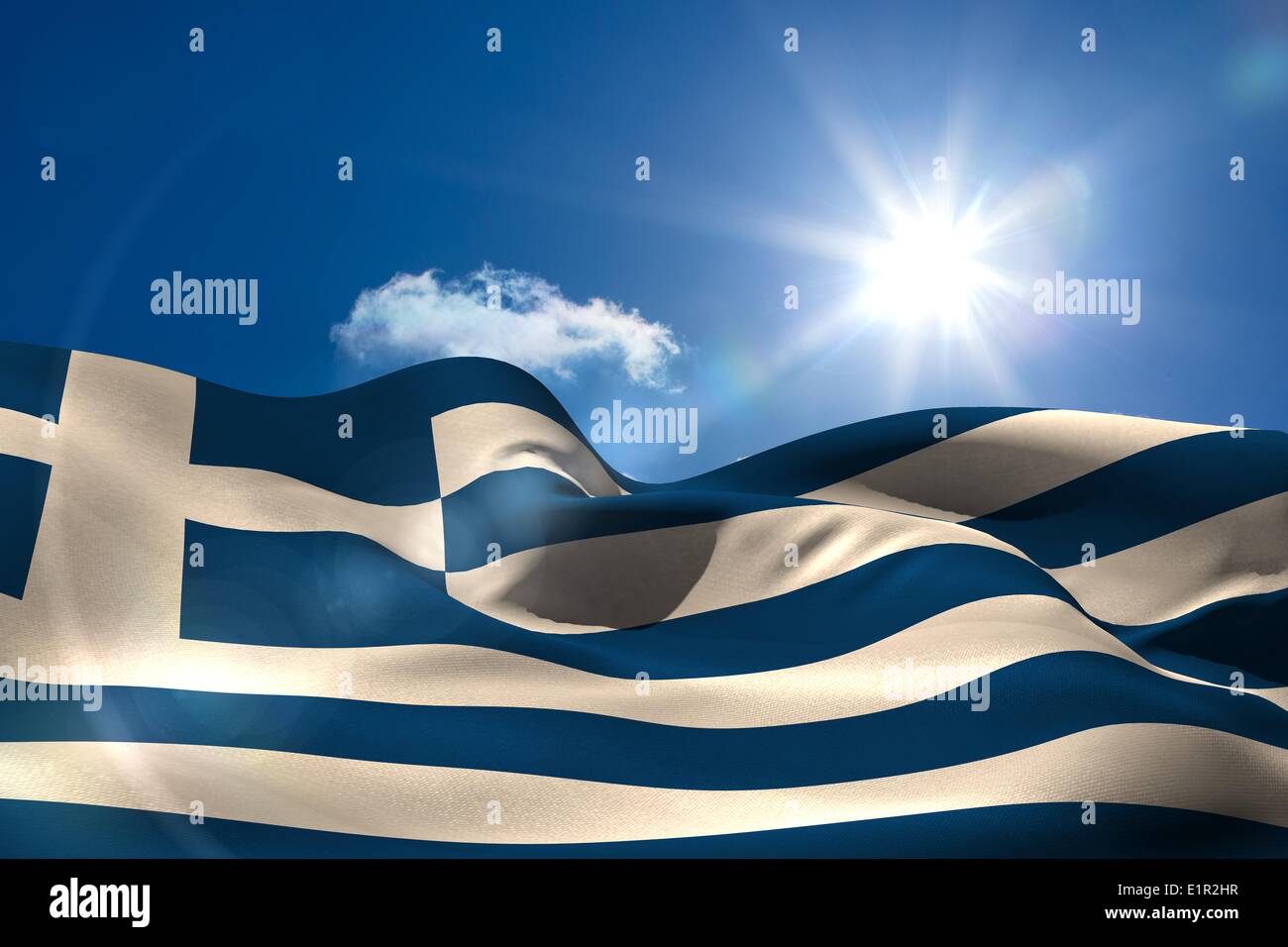 Greek national flag under sunny sky Stock Photo - Alamy