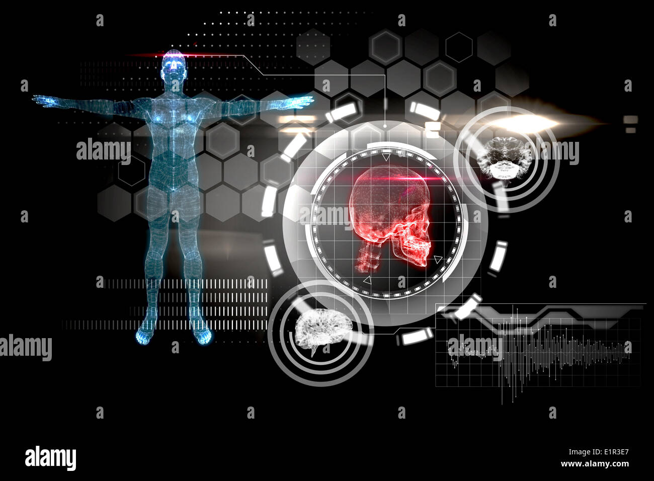 Medical interface in blue and black Stock Photo - Alamy