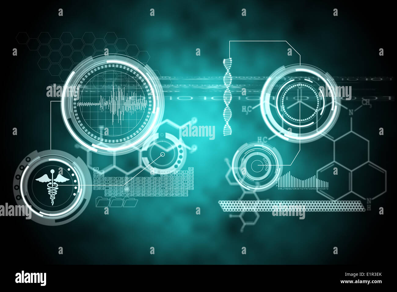 Medical biology interface in blue Stock Photo - Alamy