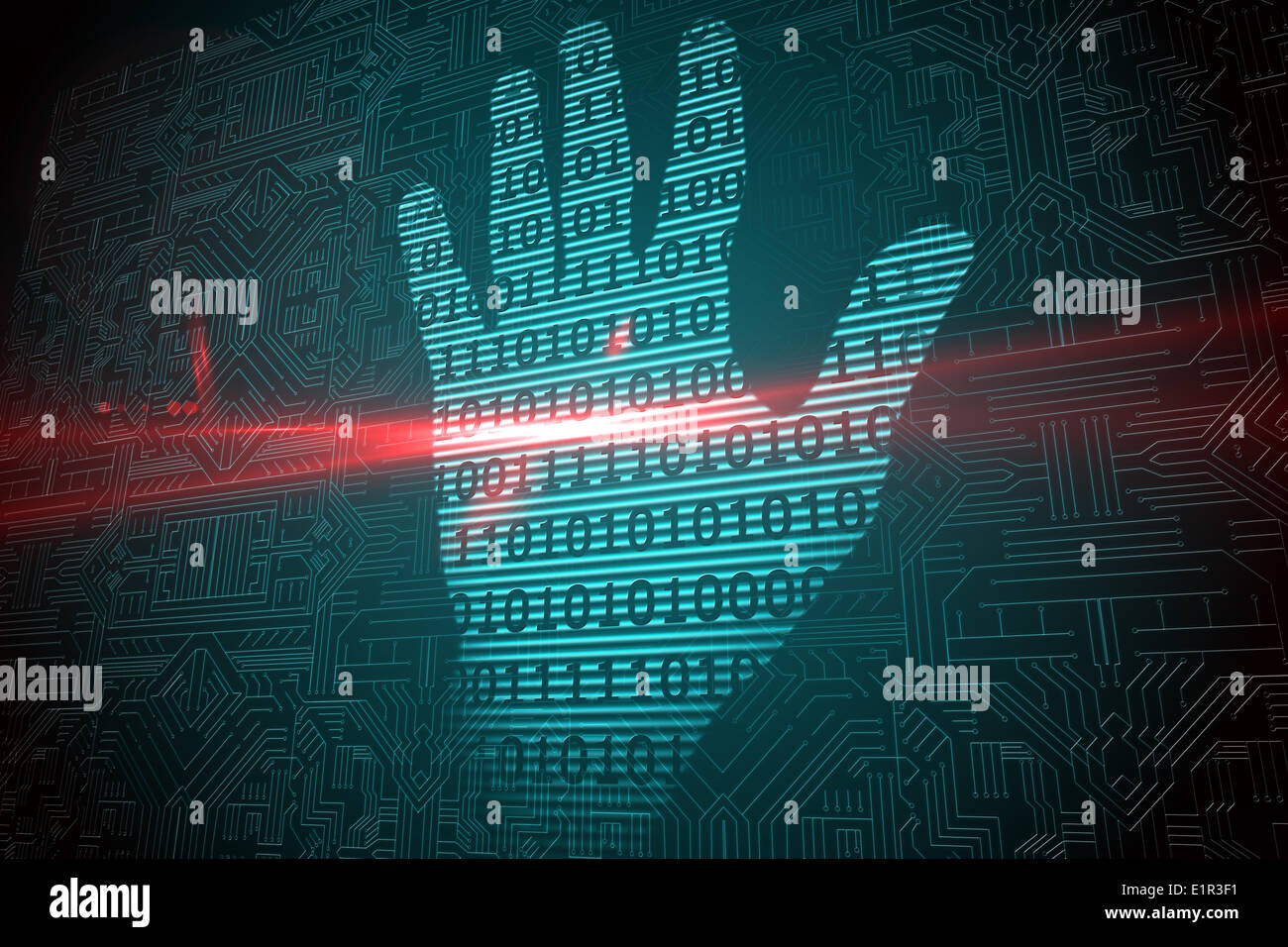 Digital security hand print scan Stock Photo - Alamy