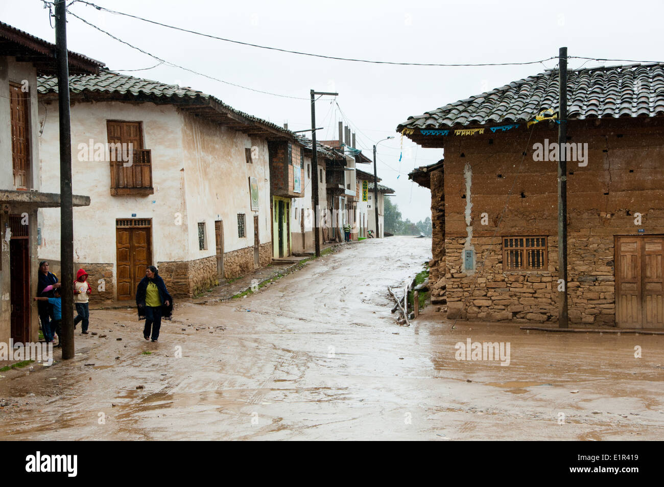 Rainy Street Scene, La Jalca Grande, Peru Stock Photo - Alamy