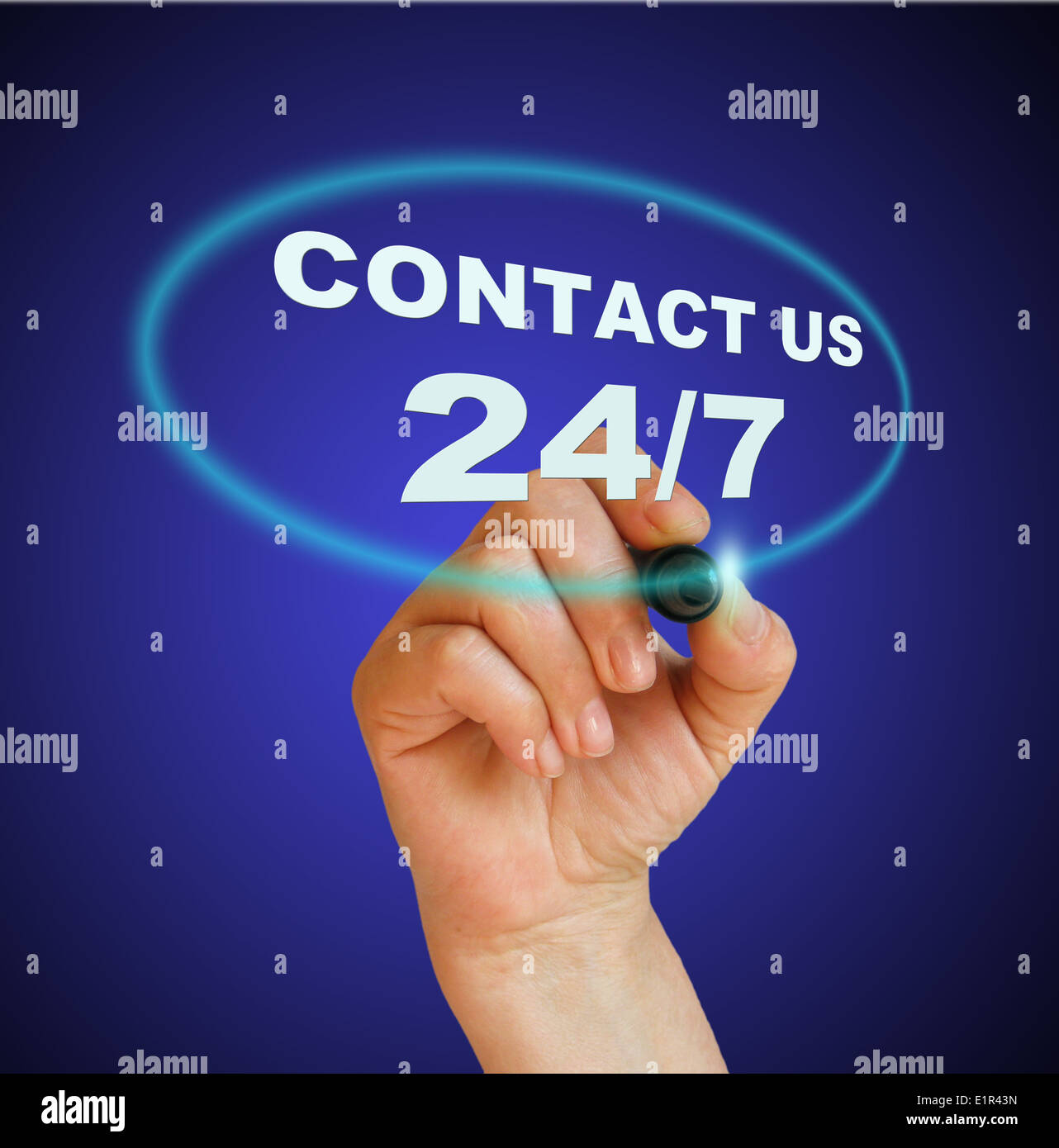 writing word CONTACT US 24/7 with marker on gradient background made in ...