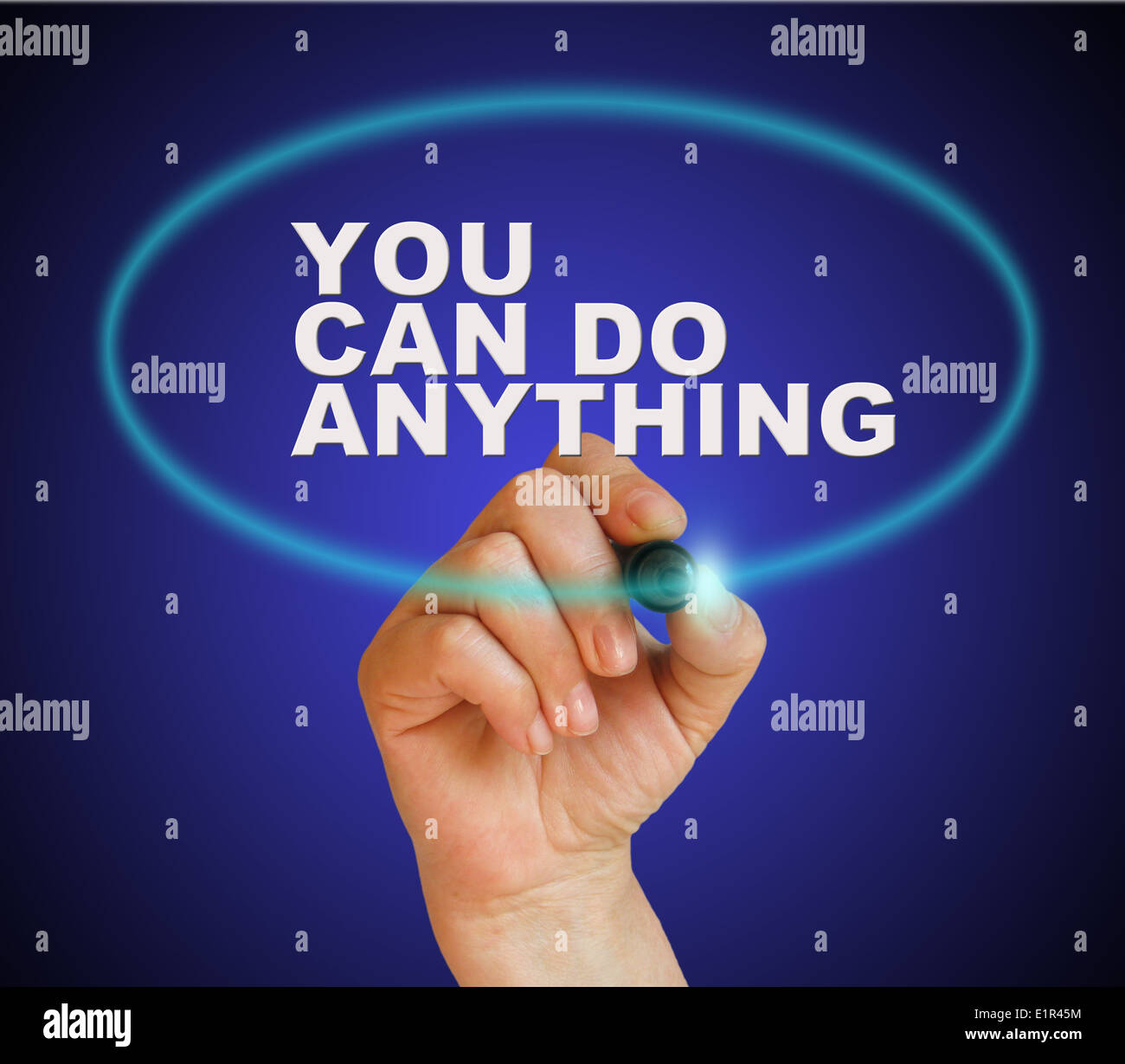 writing word ' you can do anything ' with marker on gradient background ...