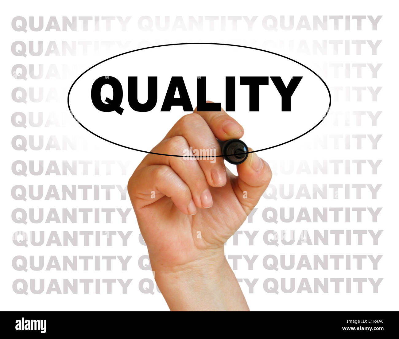 writing word ' Quality ' with marker on words quantity background made ...