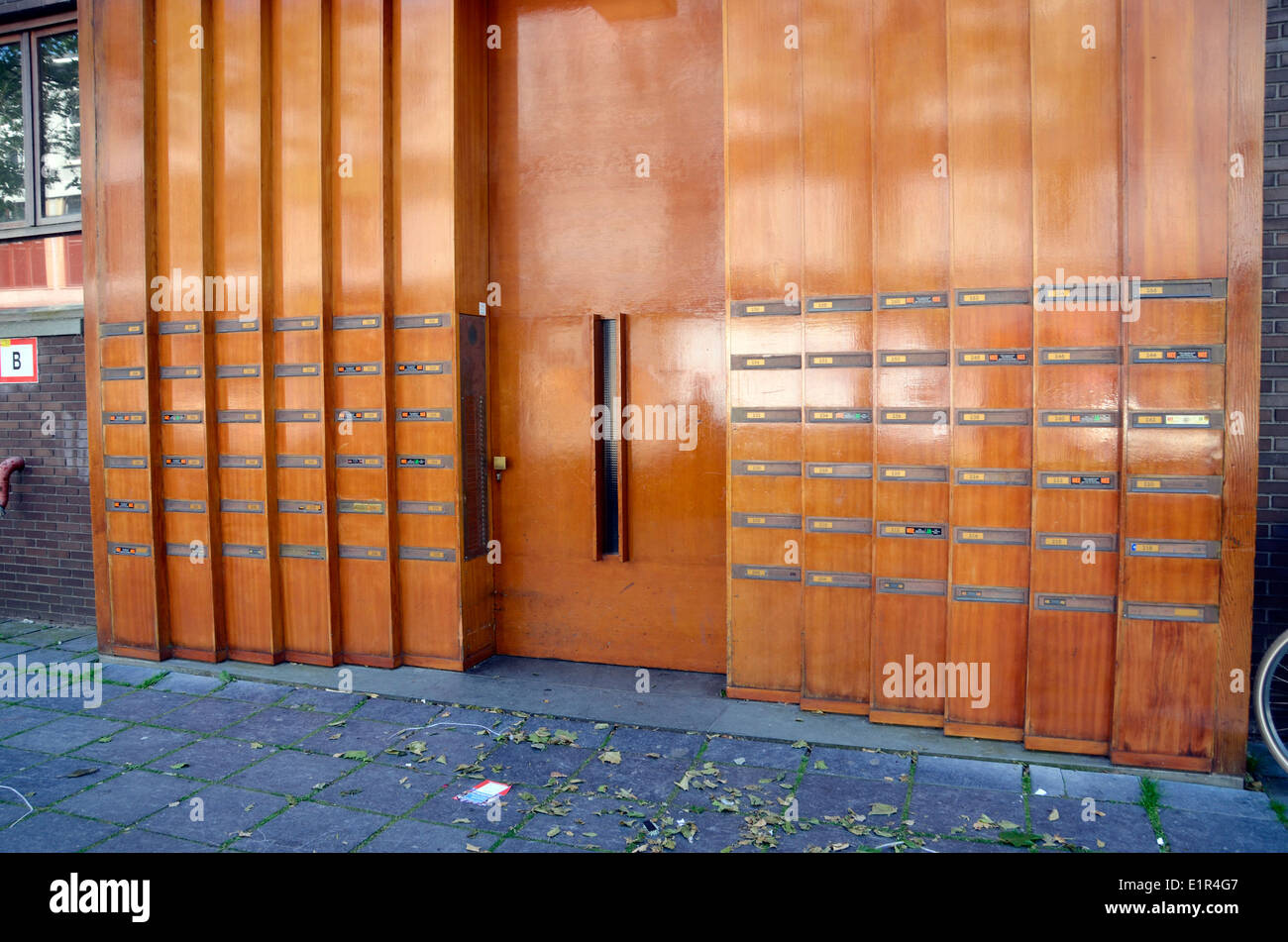 Entrance with post boxes in Innovative housing development on Java KNSM ...