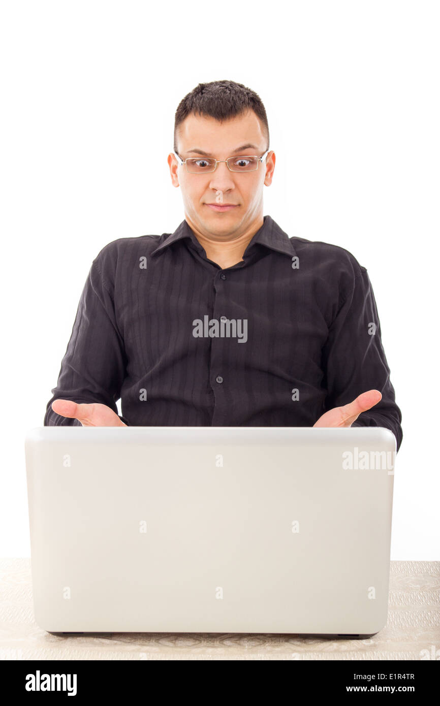 Man with laptop issue hi-res stock photography and images - Alamy