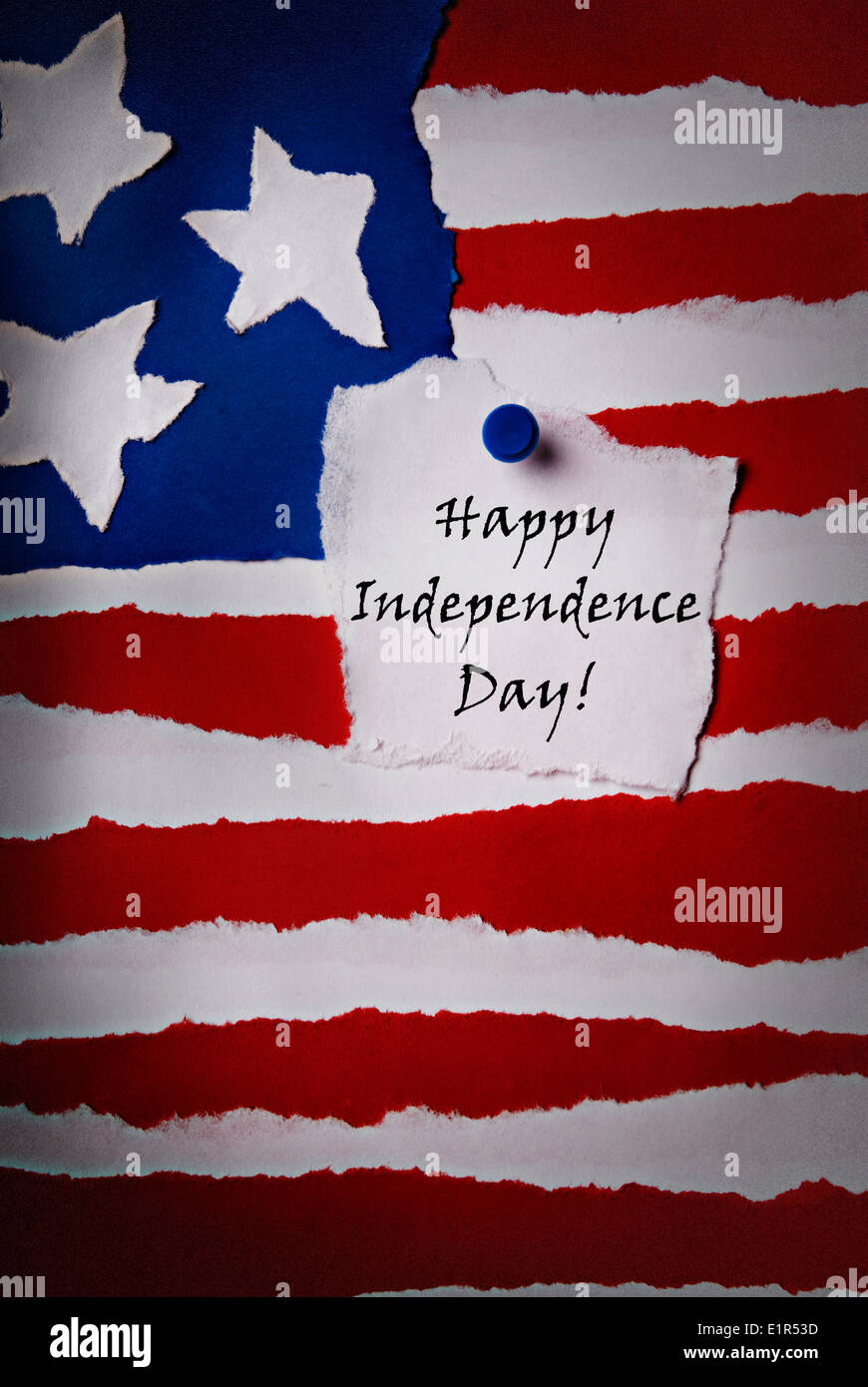 Old American Paper Flag Background with Happy Independence Day Note on ...