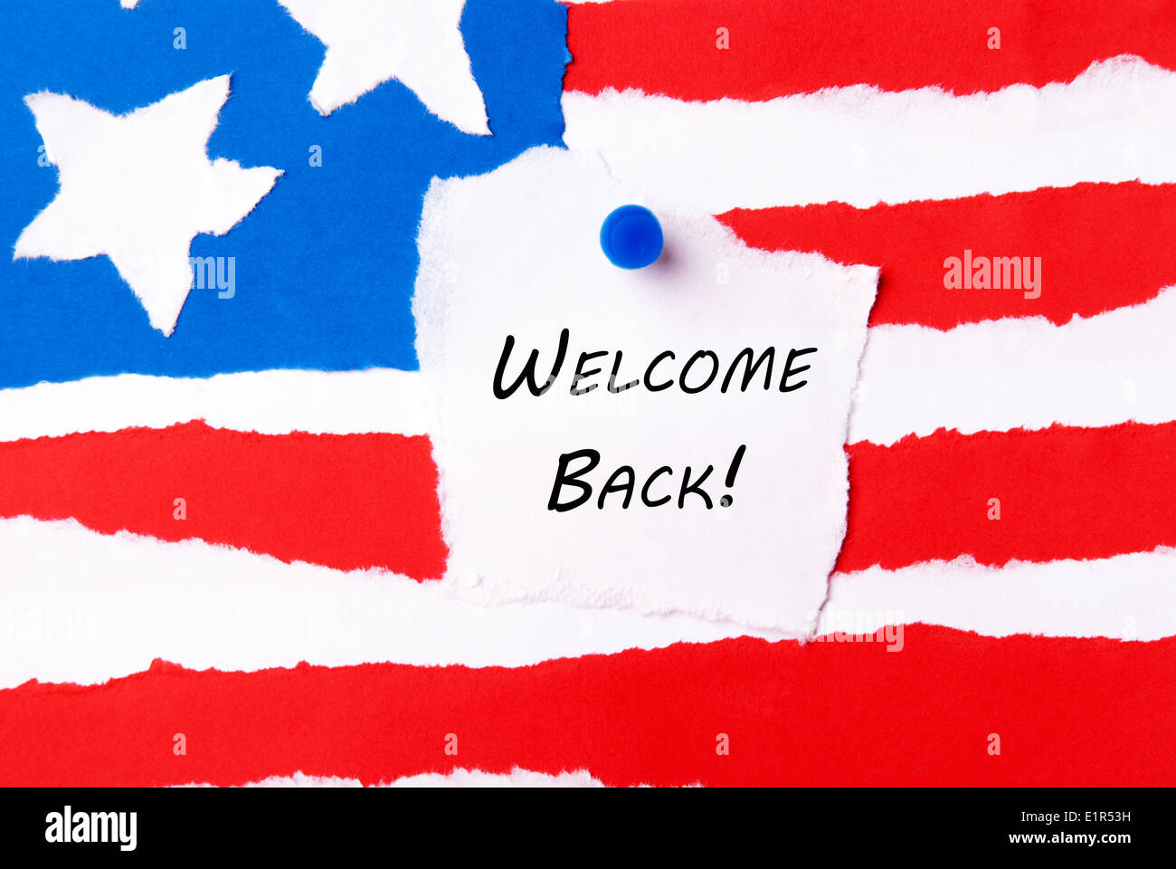 Welcome Back Note on an American Flag Background Stock Photo - Alamy