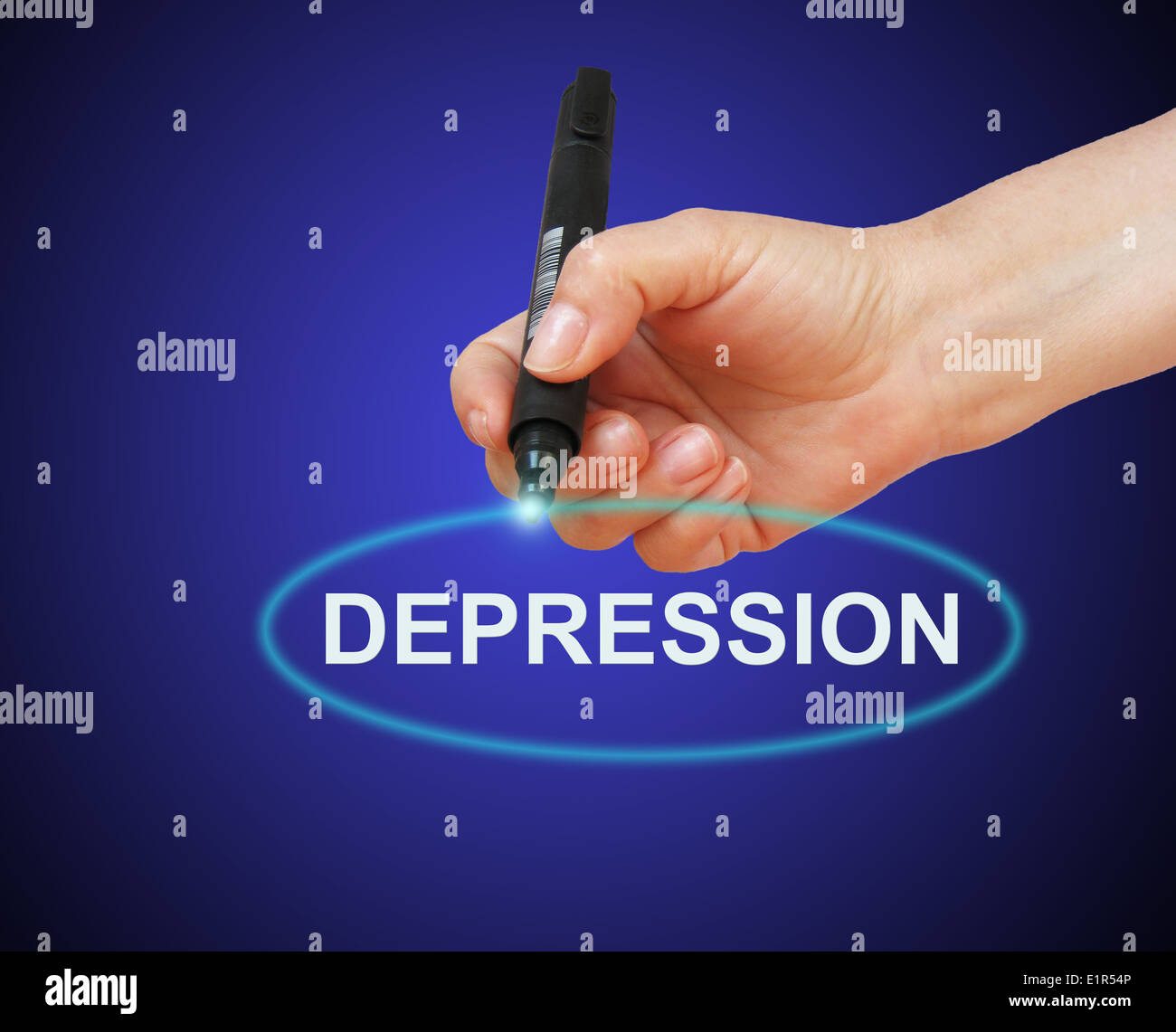 writing word Depression with marker on gradient background made in 2d ...