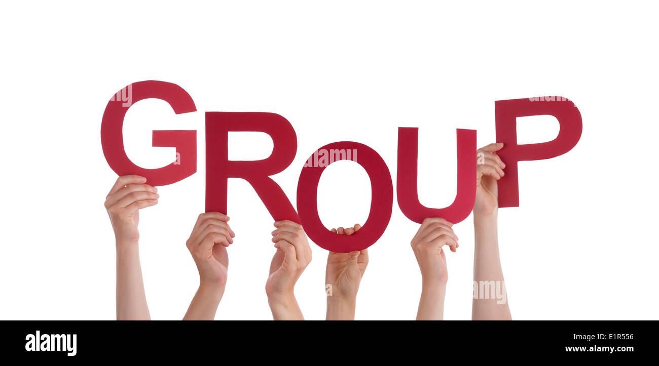 Many Hands Holding the Word Group, Isolated Stock Photo - Alamy