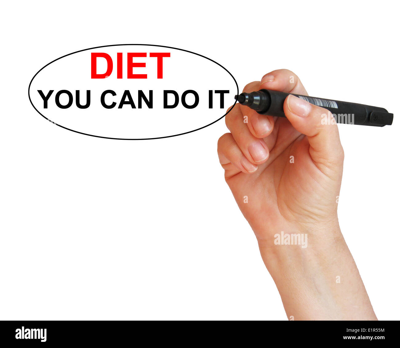 "Diet You can do it" word written on isolated white background Stock ...