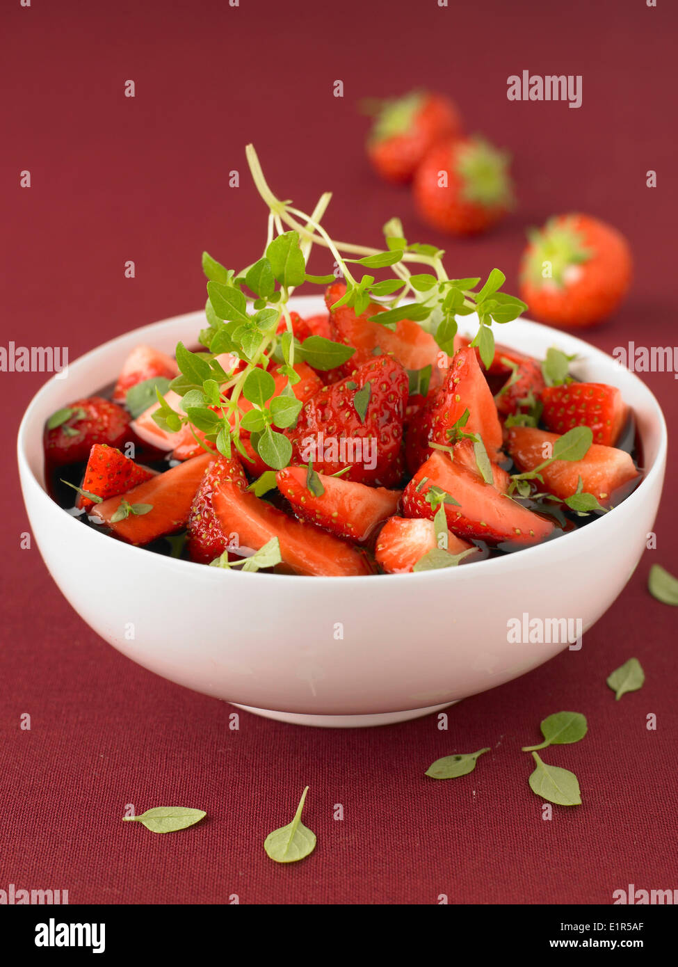 Strawberry fruit salad with balsamic vinaigar Stock Photo - Alamy