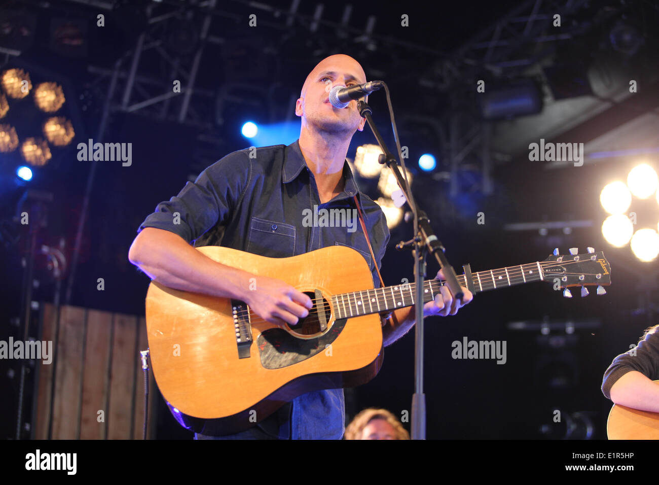 Belgian Singer Milos performs at a concert during the Gerry Weber Open ...