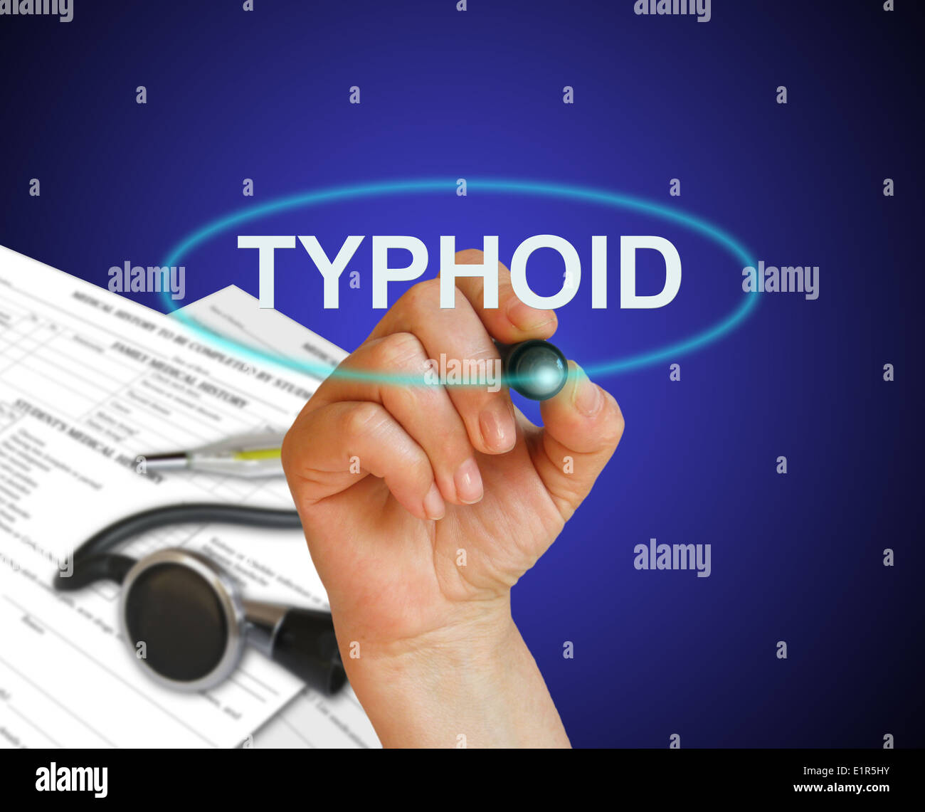 writing word Typhoid with marker on gradient background made in 2d ...