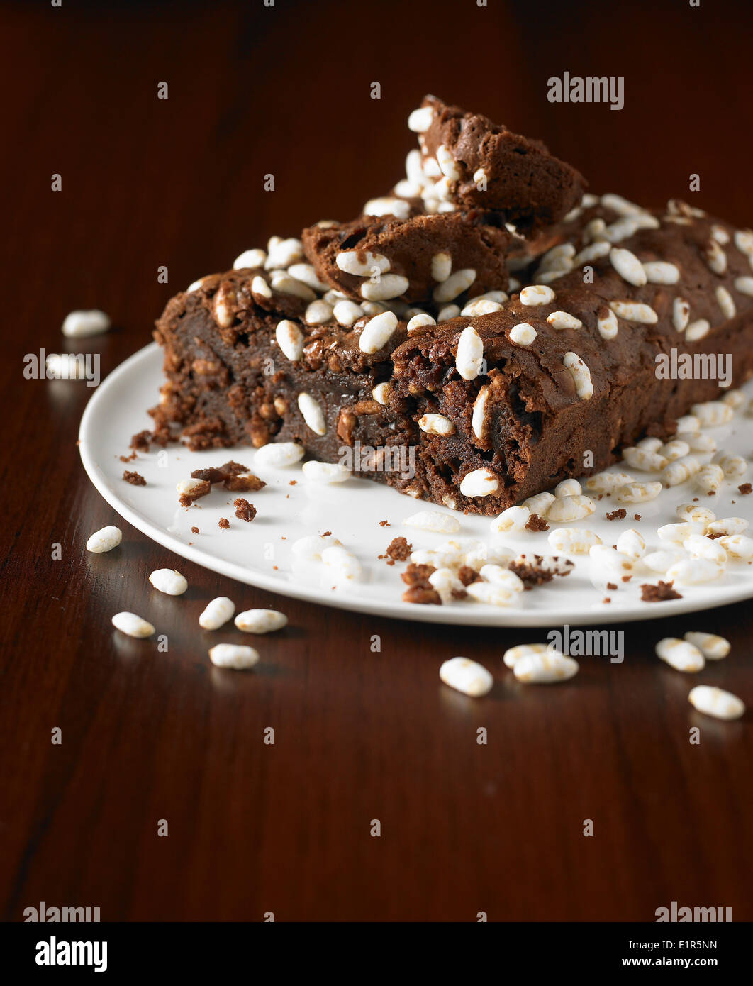 Puffed rice chocolate brownies Stock Photo - Alamy