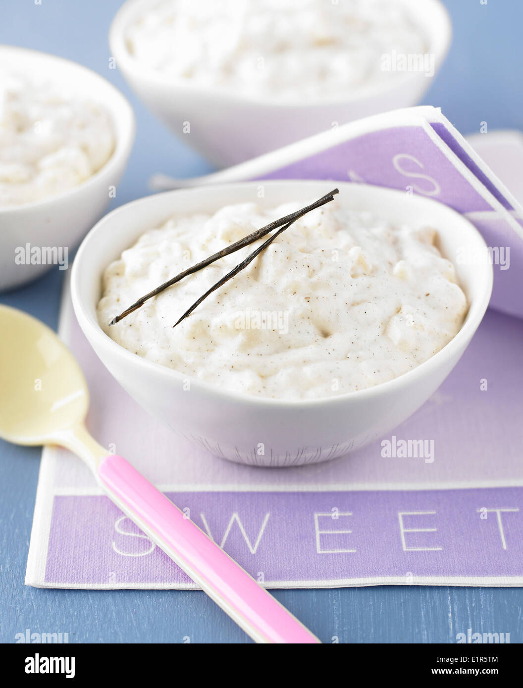 Vanilla-flavored rice pudding Stock Photo - Alamy
