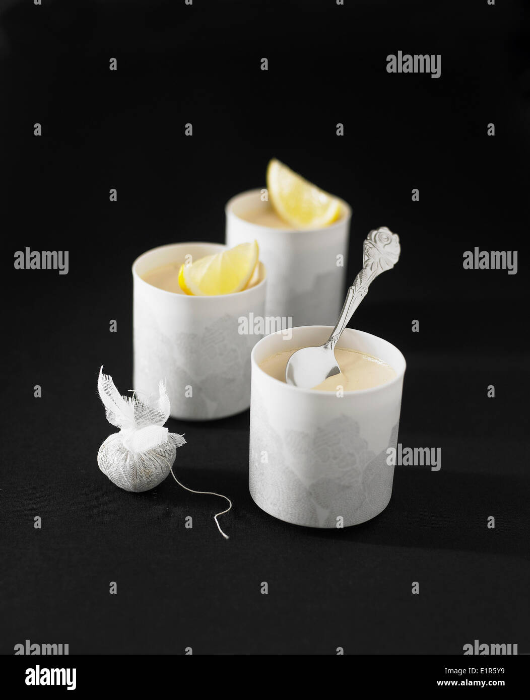 Lemon tea-flavored yoghurts Stock Photo - Alamy