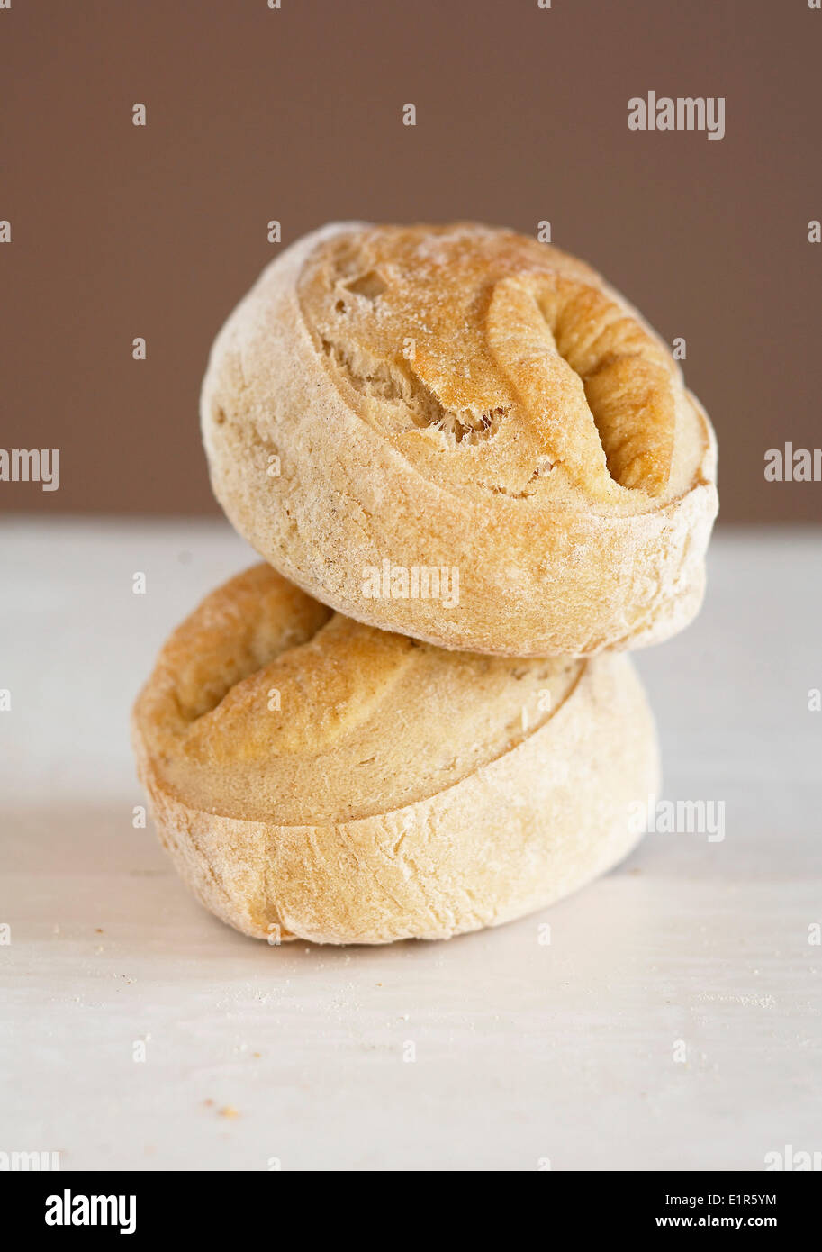 Two small round breads Stock Photo - Alamy