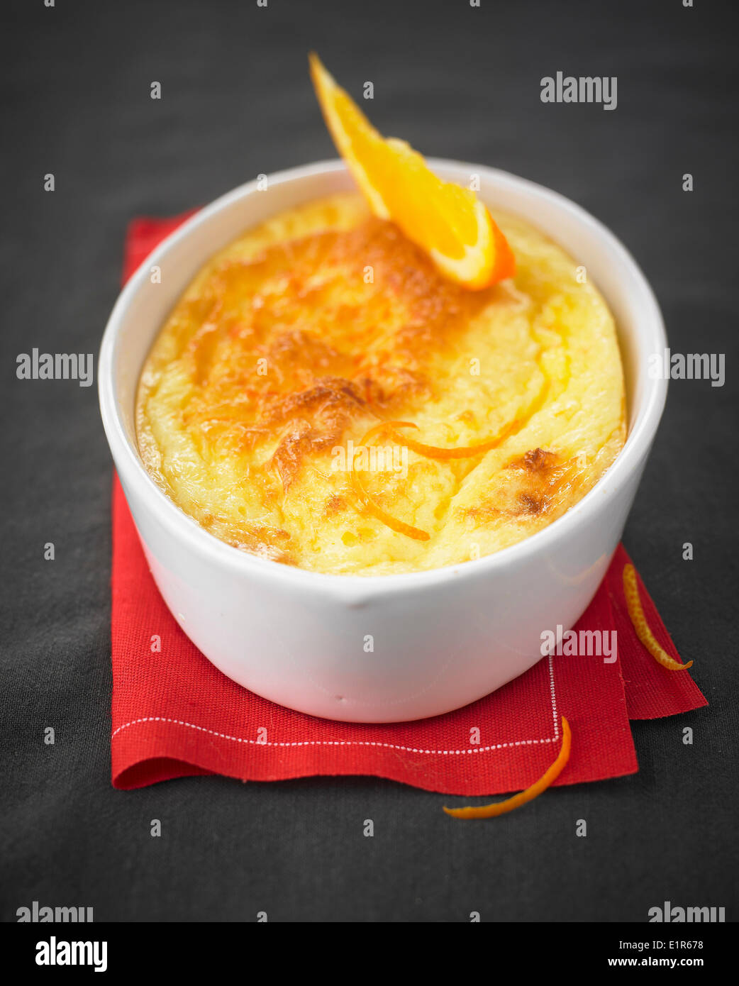 Orange baked egg custard Stock Photo - Alamy